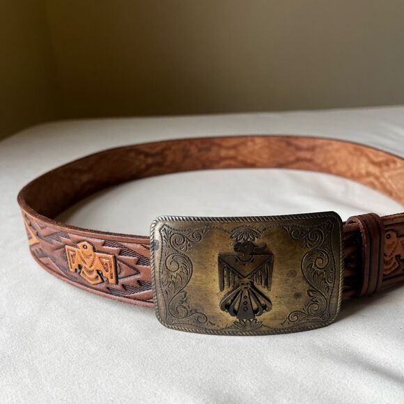 Vintage | Accessories | Vintage 7s Sears Tooled Leather Belt 36 Hand ...